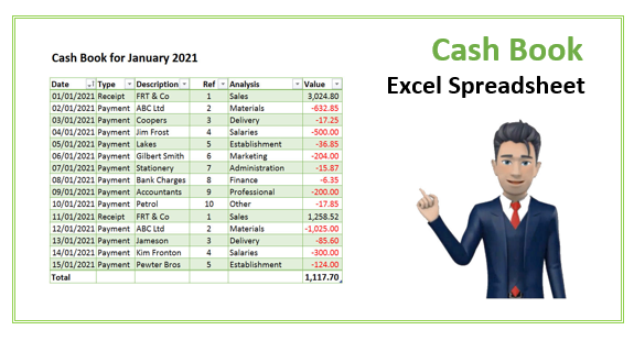 Free Cash Book Spreadsheet Template - Ideal for keeping your Bank Tran ...